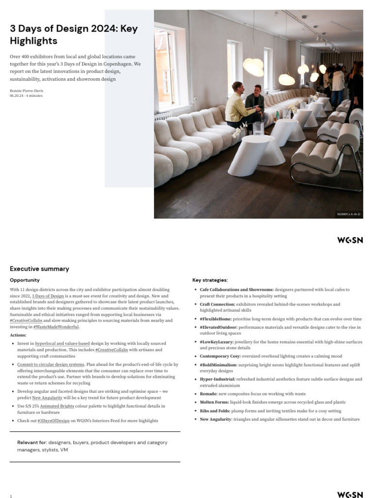 3 Days of Design 2024 Highlights | PDF | Furniture | Upholstery