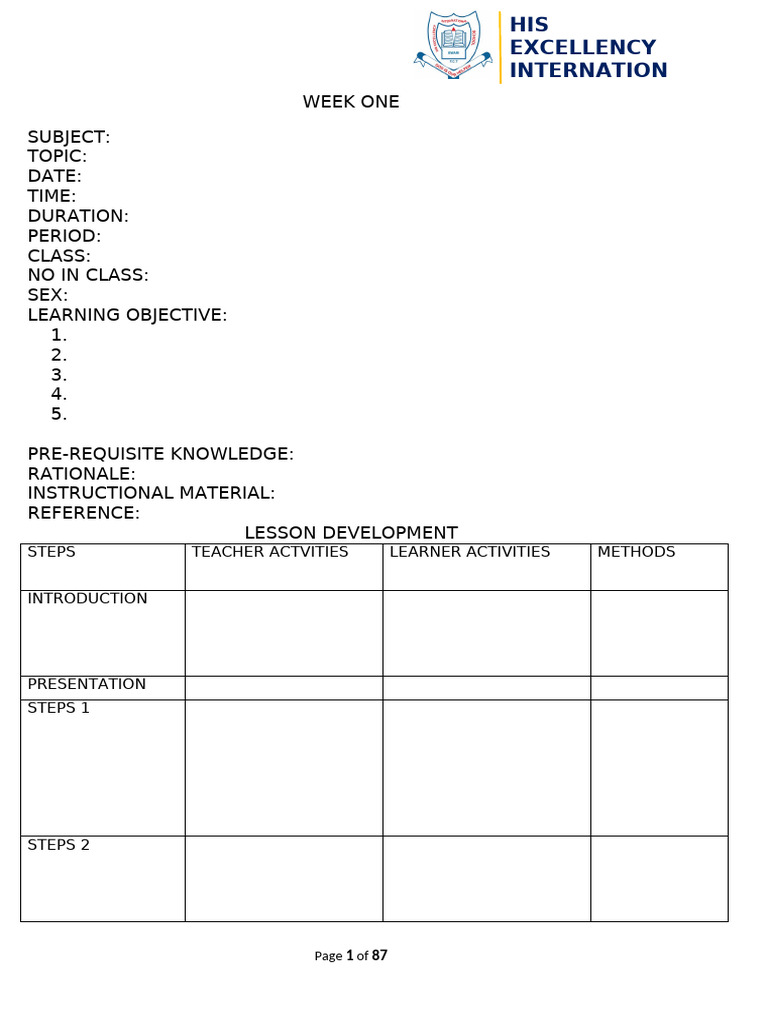LESSON PLAN | PDF | Reproduction | Homeostasis