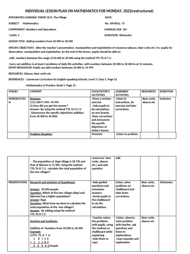 Sample Individual Lesson Plans 2022 | PDF | Lesson Plan | Cognitive Science