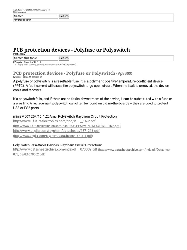 1.25A SMD Fuse and Polyswitch Overview | PDF | Diode | Fuse (Electrical)