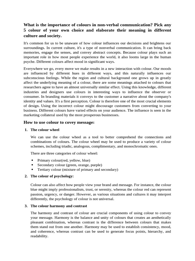 Importance of Colors in Communication | PDF | Color | Love