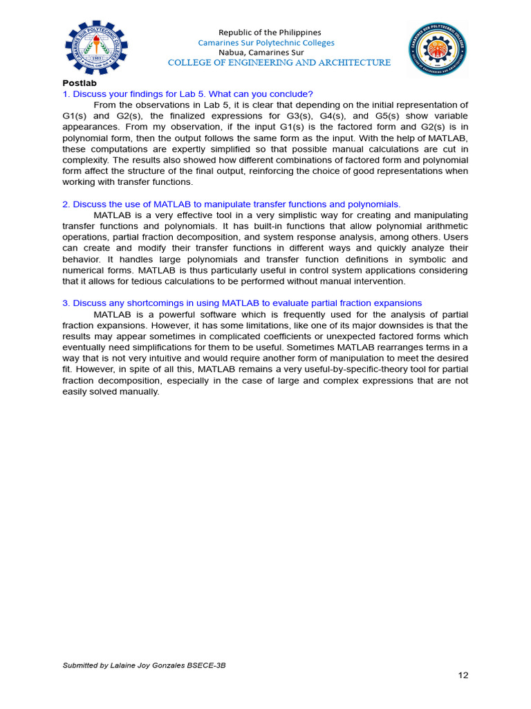 Project in Ece 325 - Feedback and Control System (3) - Removed | PDF ...