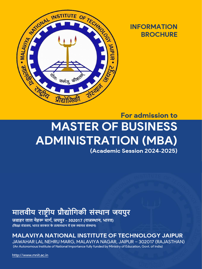 MBA Admissions 2024-25 at MNIT Jaipur | PDF | Analytics | Strategic ...