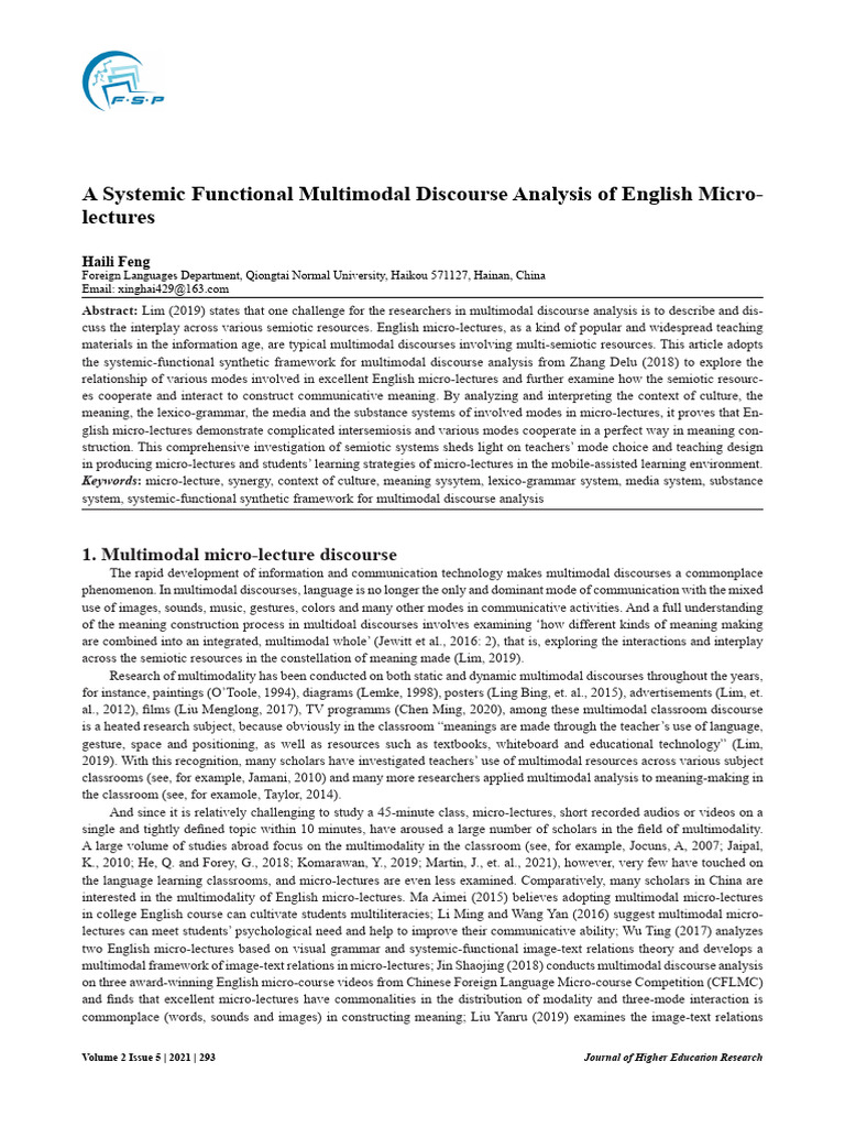 A Systemic Functional Multimodal Discourse Analysi | PDF | Learning | Semiotics