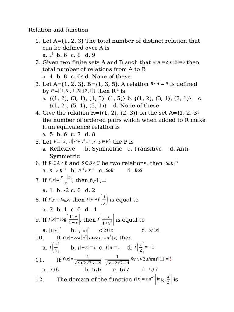 Objective Questions | PDF | Matrix (Mathematics) | Trigonometric Functions