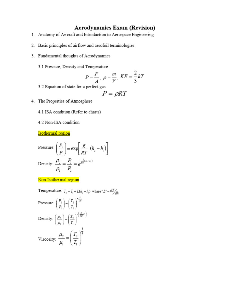 Aerodynamics Exam (Revision) V5 | PDF | Aerodynamics | Drag (Physics)