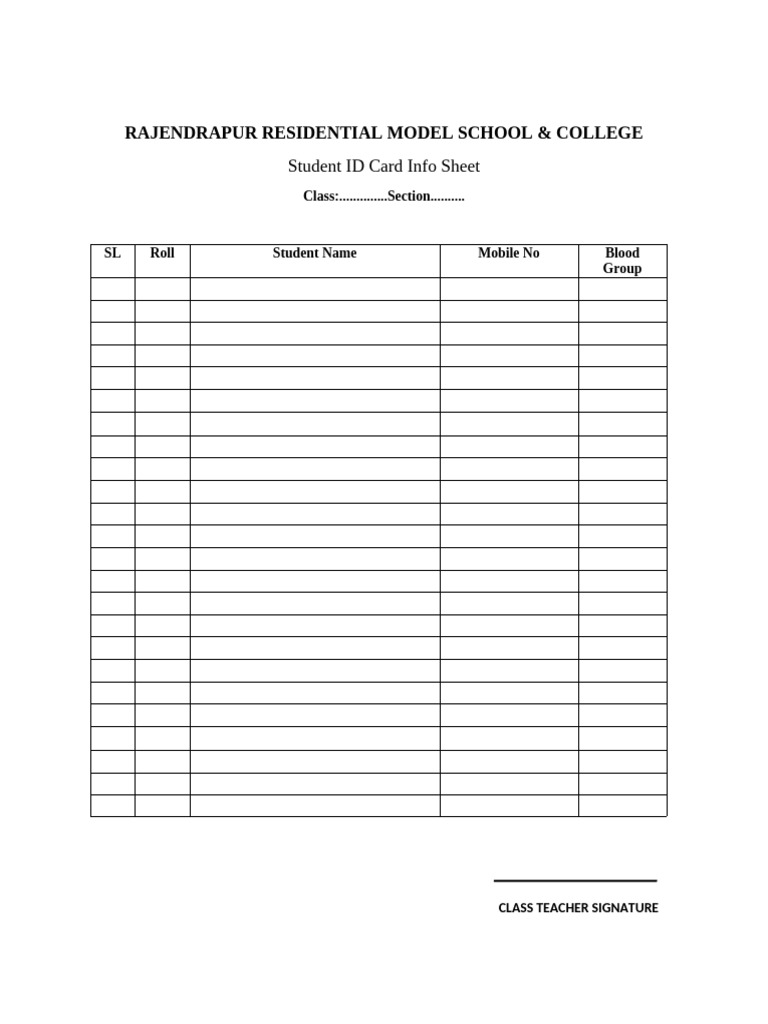Id Card Information Table | PDF | Authentication | Computer Access Control