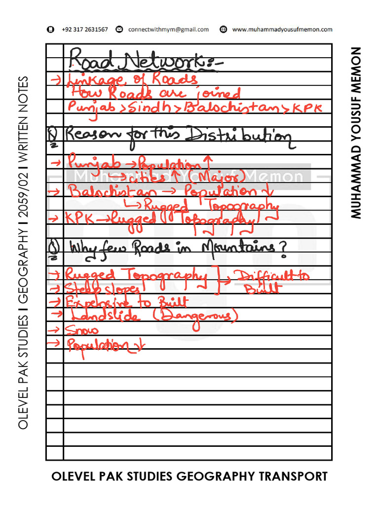 O-Level Pakistan Studies Geography Notes | PDF