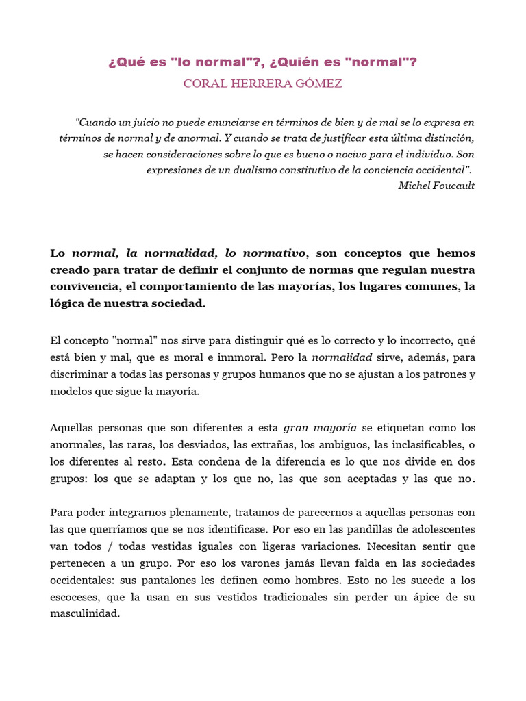 TX - ¿Qué Es Lo Normal, ¿Quién Es Normal | PDF | Pensamiento | Mujer