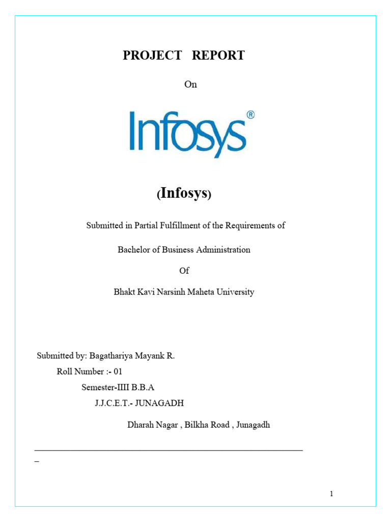 Infosys Project Report | PDF | Cost Of Living | Employment