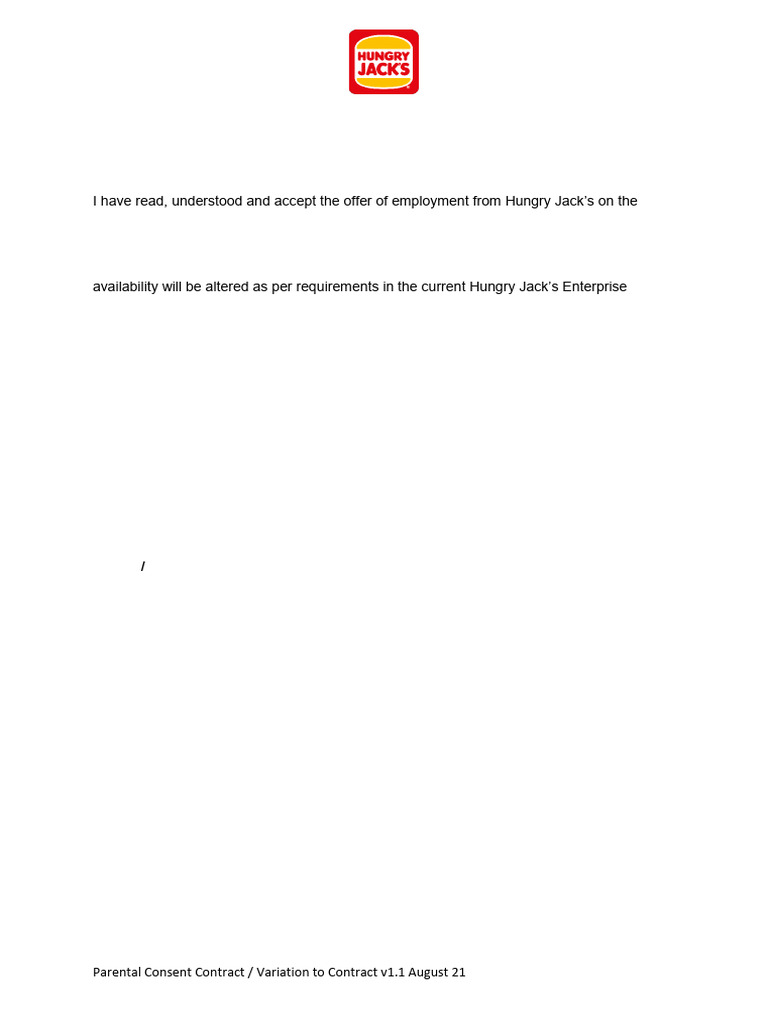 Parental Consent For Contracts and Variation To Contracts v1.1 | PDF