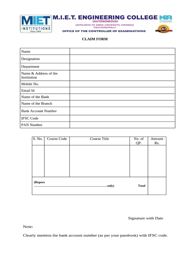 Claim Form | PDF