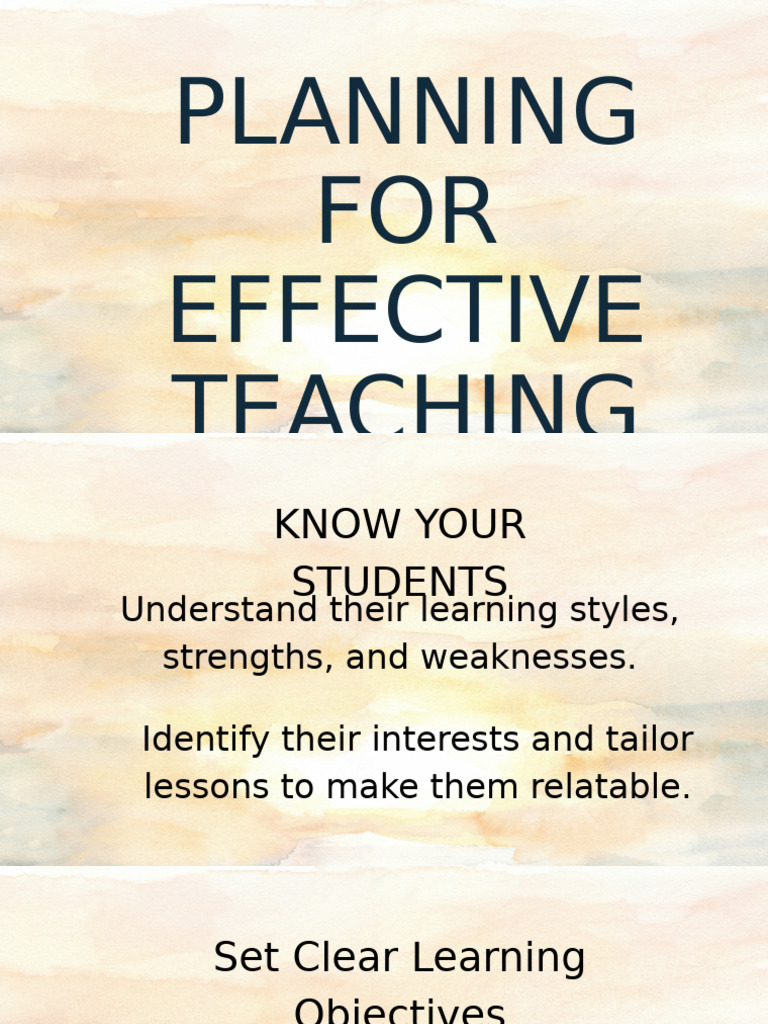 Planning For Effective Teaching | PDF