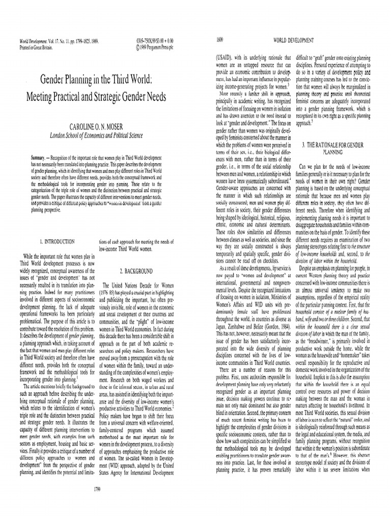 Gender Planning in The Third World Meeti | PDF