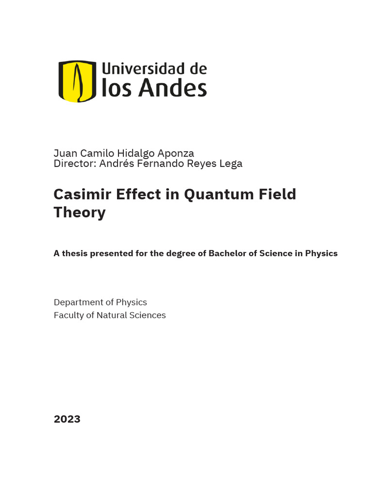 Casimir Effect in Quantum Field Theory | PDF | Physical Cosmology | Field (Physics)