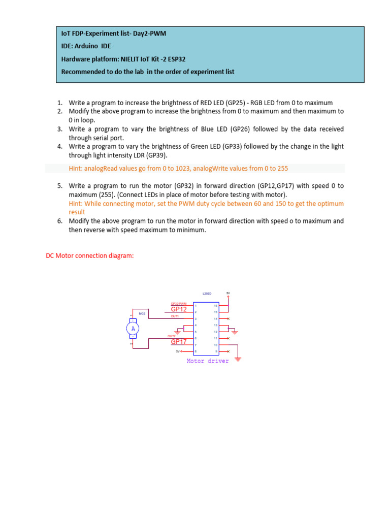 Day2 Experiment list-IoT Kit ESP32-PWM | PDF
