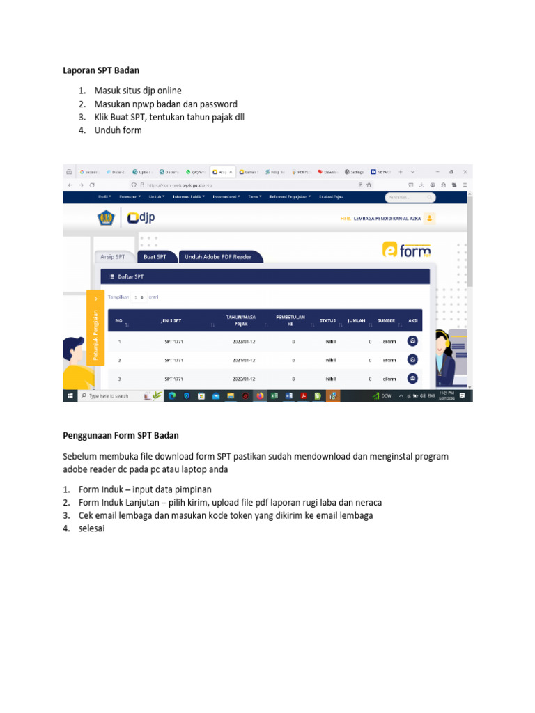 Langkah Membuat Laporan SPT Badan | PDF
