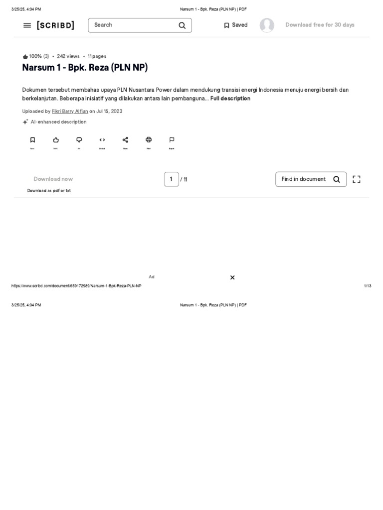 -15-Narsum 1 - Bpk. Reza (PLN NP) _ PDF | PDF | Scribd | Internet