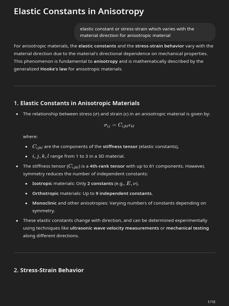 Elastic Constants in Anisotropy (1) | PDF | Chemistry | Anisotropy