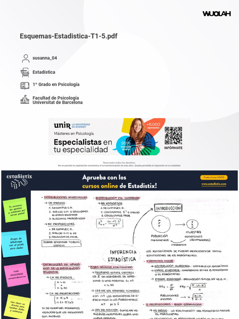 Wuolah Free Esquemas Estadistica T1 5 | PDF