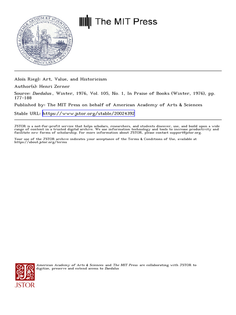 Zerner AlosRieglArt 1976 | PDF | Science | Thought