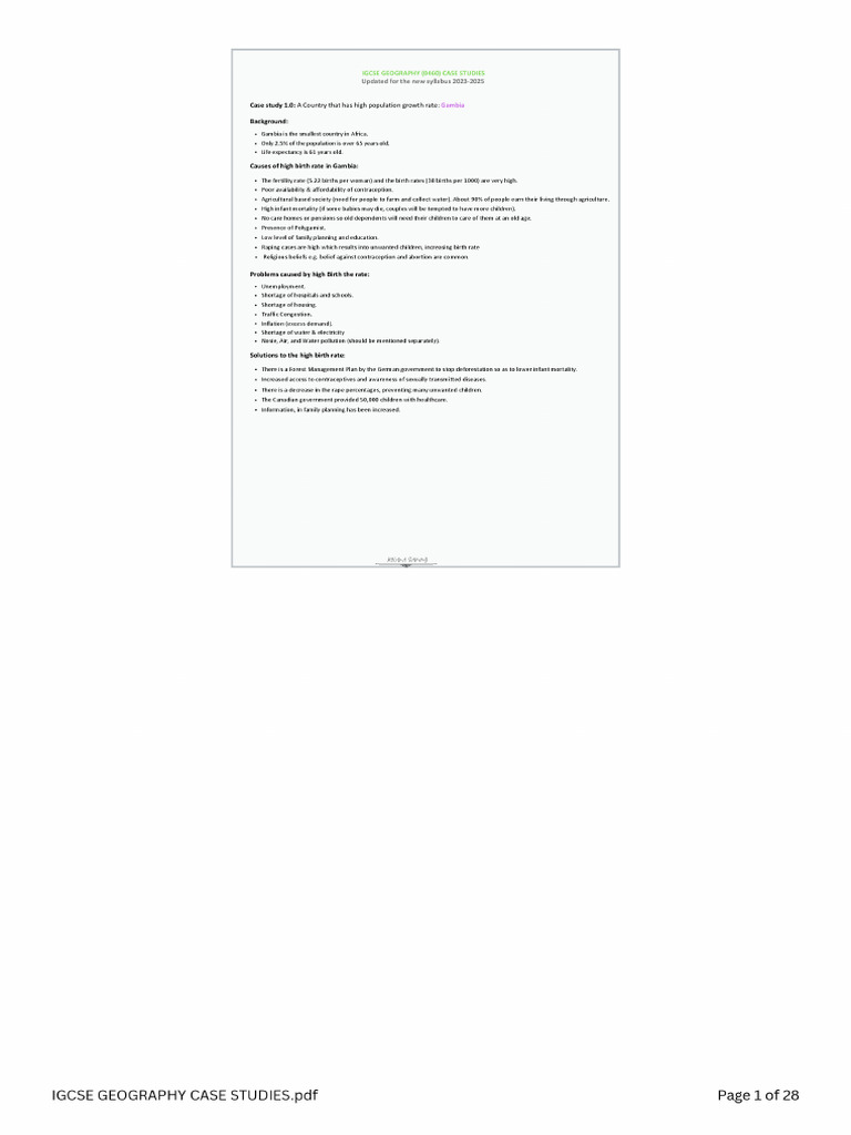 Igcse Geography Case Studies PDF | PDF