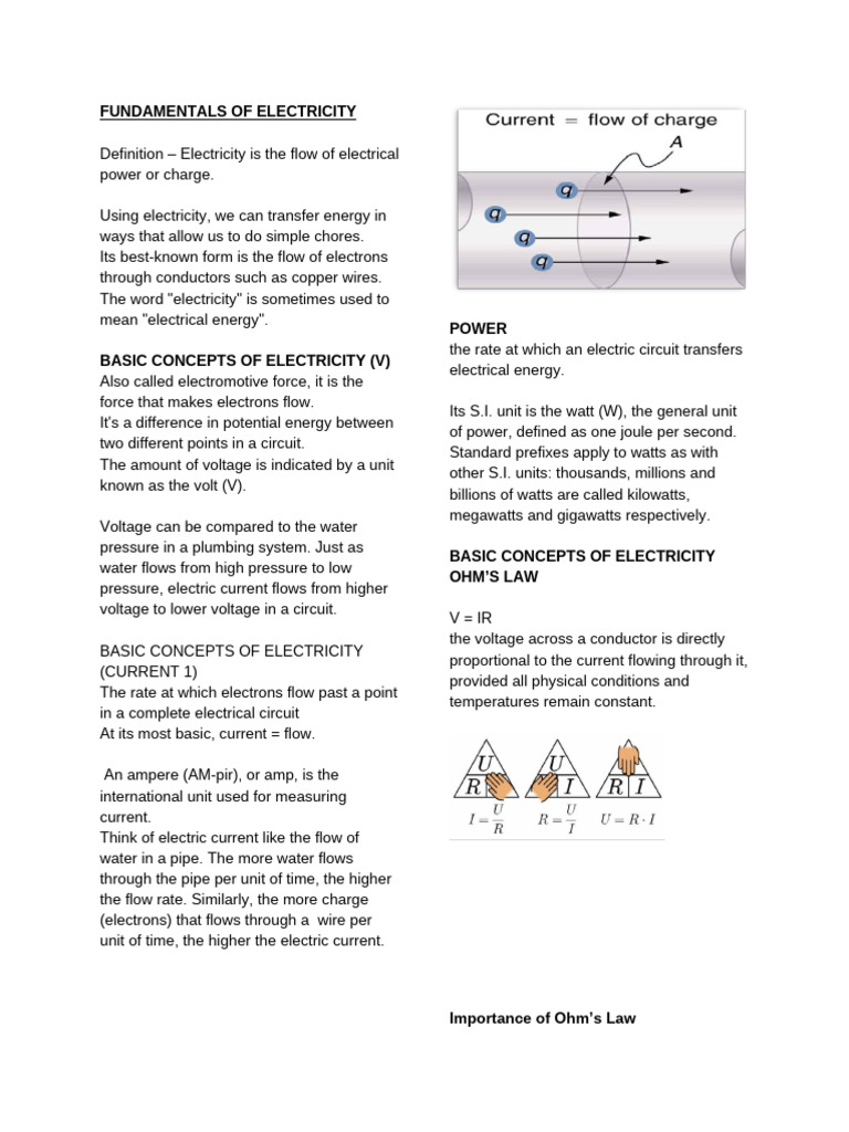 Fundamentals of Electricity Explained | PDF | Watt | Electric Current