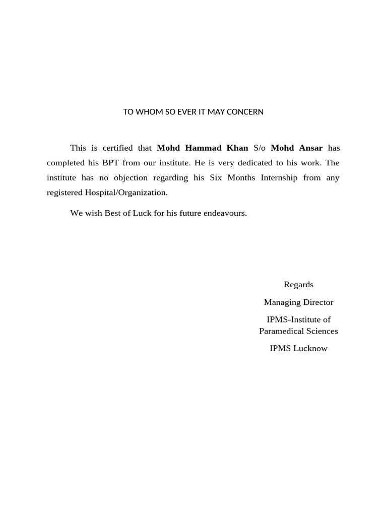 To Whom So Ever It May Concern | PDF