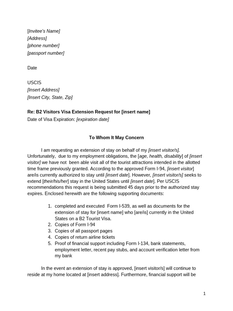 Sample Letter For Extension of Stay | PDF | Travel Visa | Passport