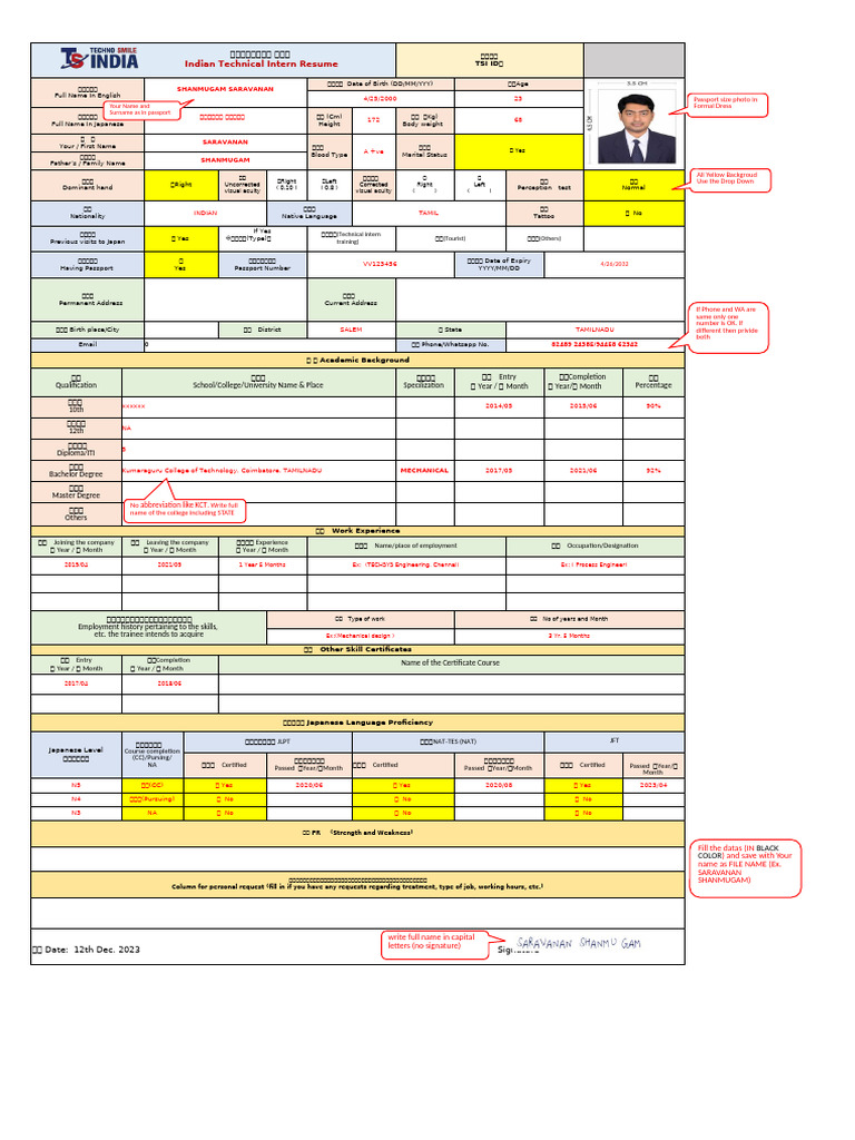 TSI Resume Format | PDF