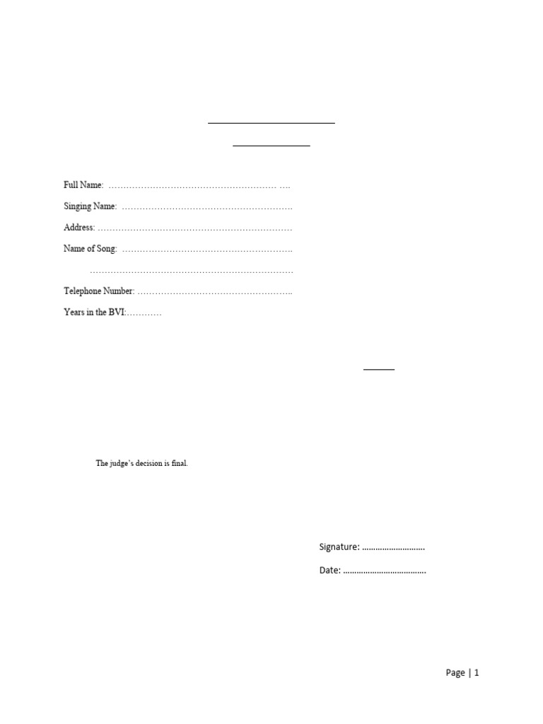 Calypso Competition Form_0 | PDF