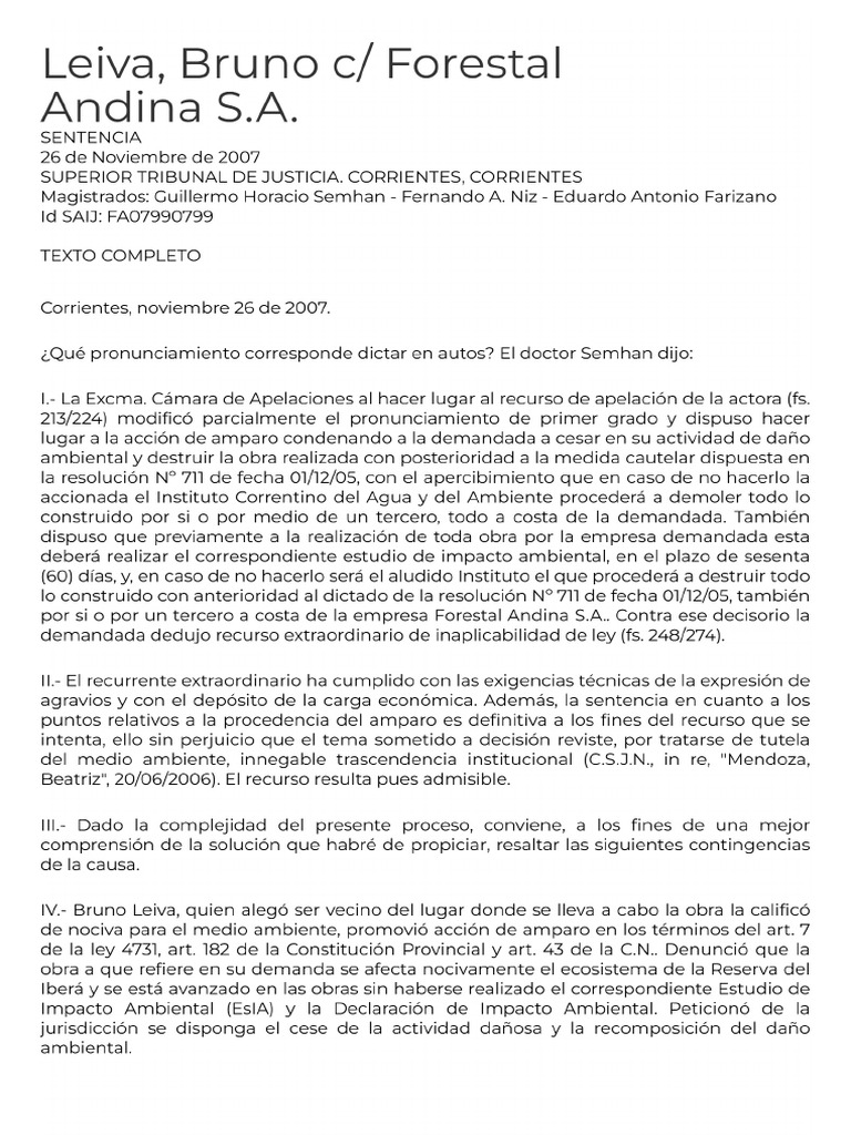 Leiva, Bruno C - Forestal Andina S.A. | PDF