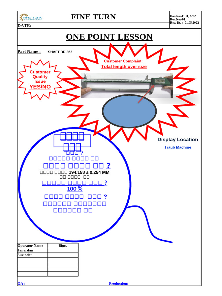 Ft-qa-22 One Point Lesson | PDF