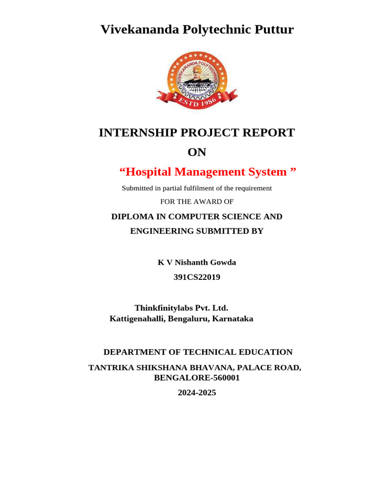 Hospital Management System Report | PDF | Software Development ...