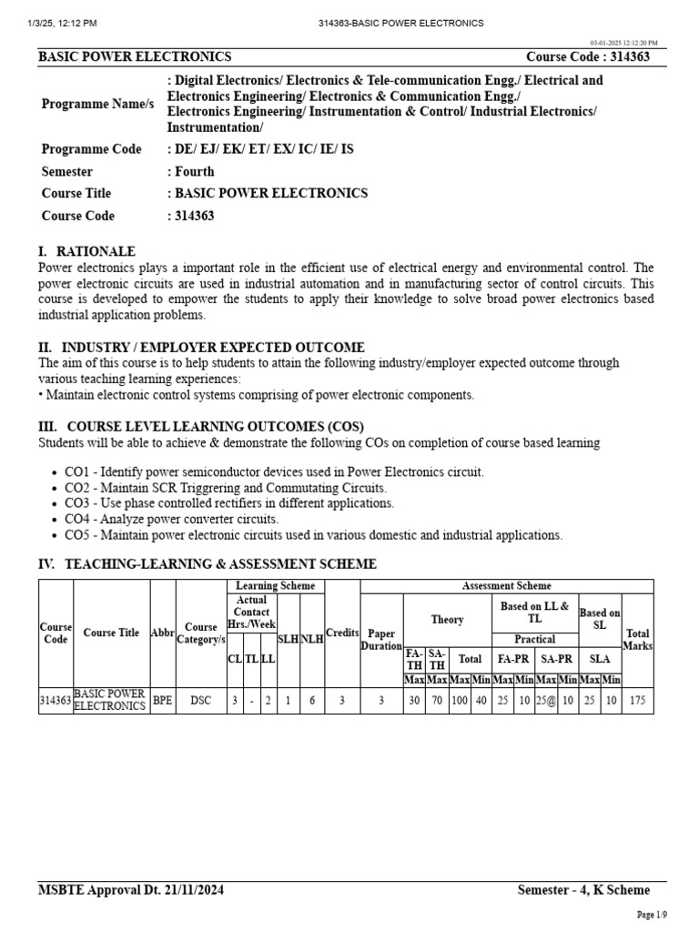 Basic Power Electronics Course 314363 | PDF | Rectifier | Power Inverter