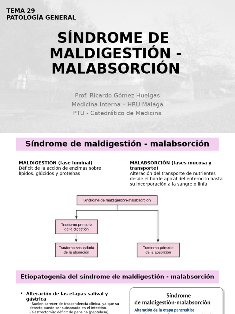 Síndrome de Malabsorción y Maldigestión | PDF | Diarrea | Digestión