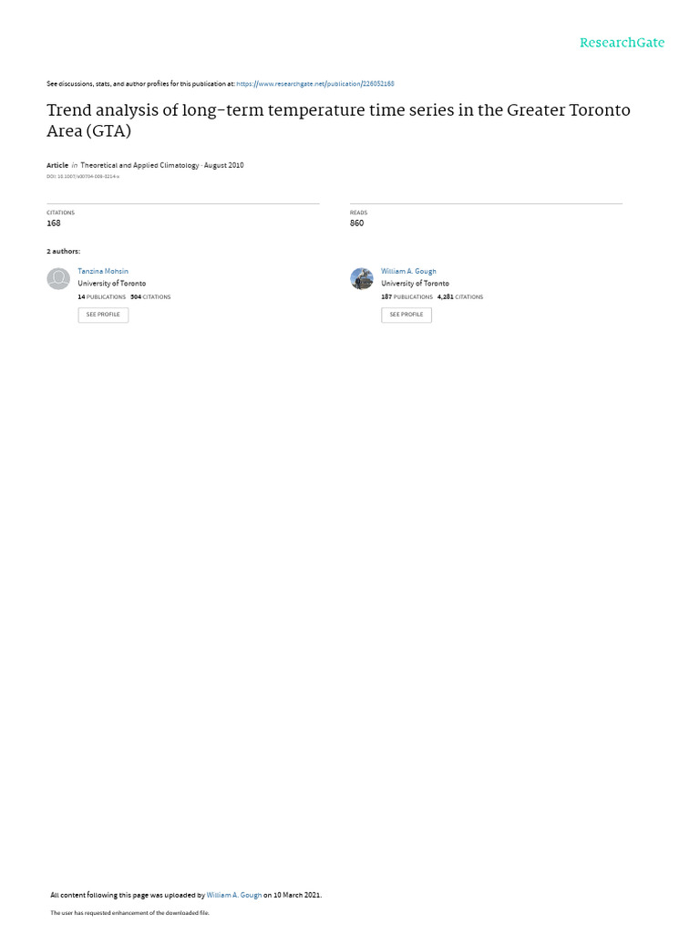 Trend Analysis of Long Term Temperature Time Series in The Greater ...