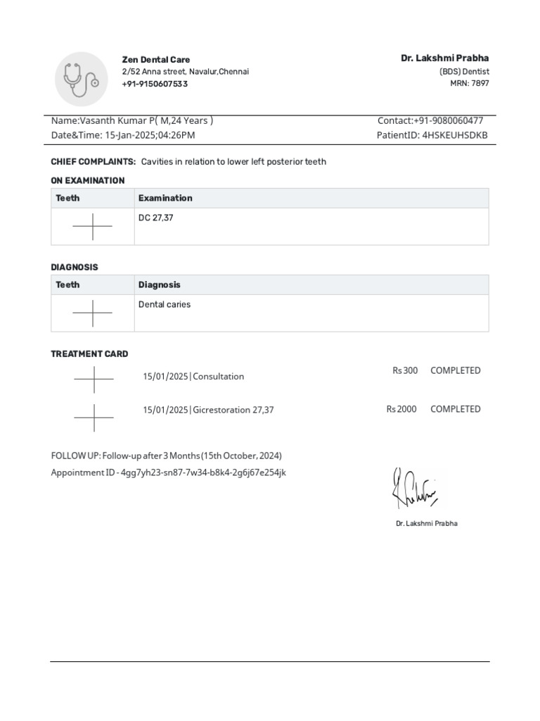 Vasanth Dental Prescription | PDF