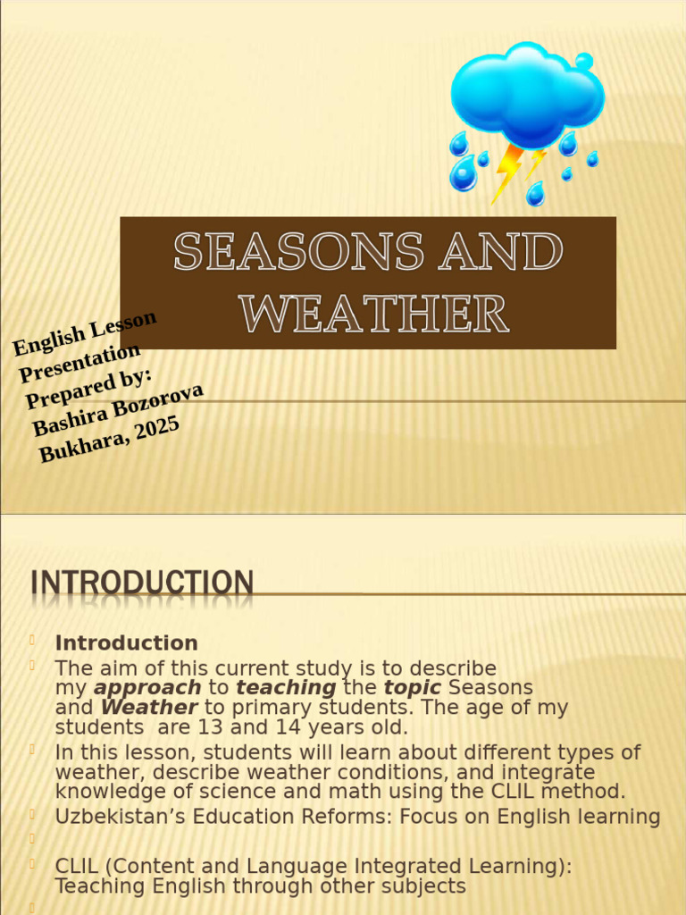 Seasons and Weather. Bozorova Bashira | PDF | Learning | Cognition