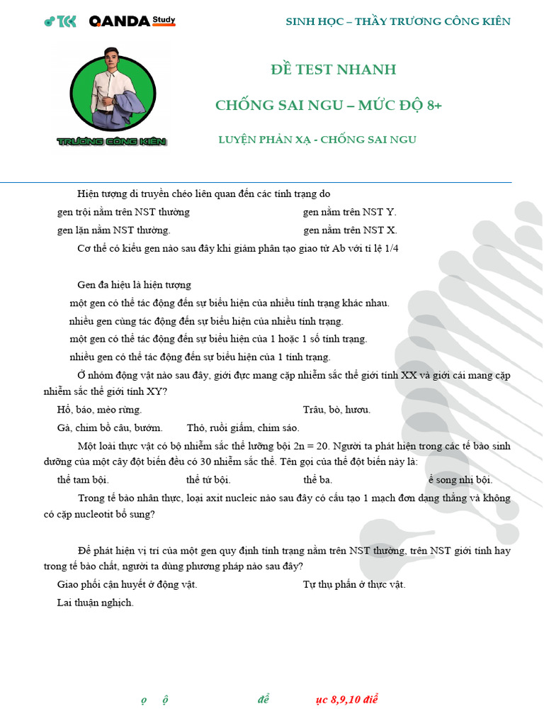 TEST NHANH - CHỐNG SAI NGU 8+ | PDF