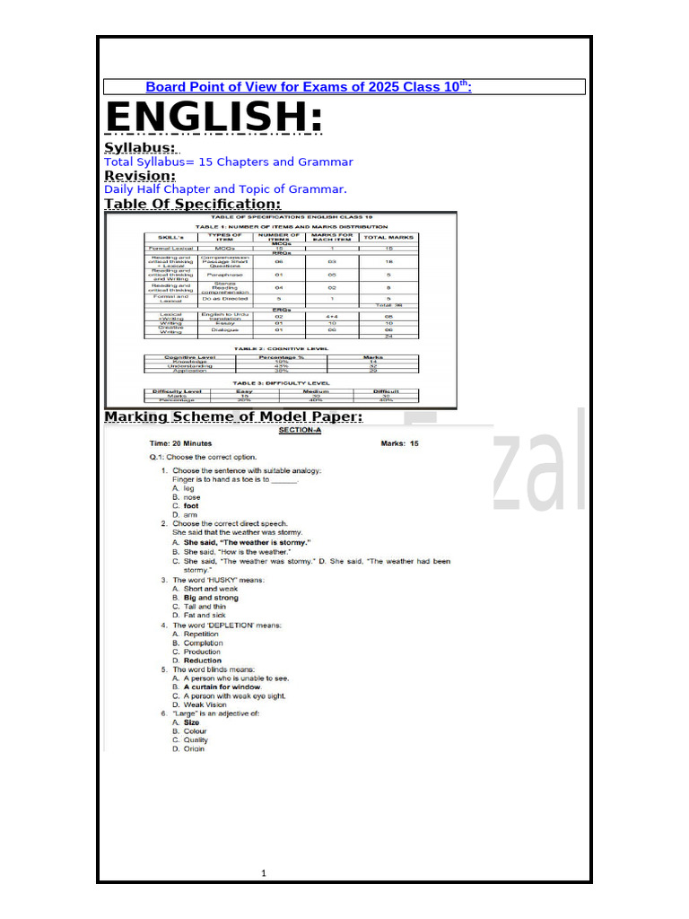 Class 10 Exam Syllabus & Revision Guide | PDF