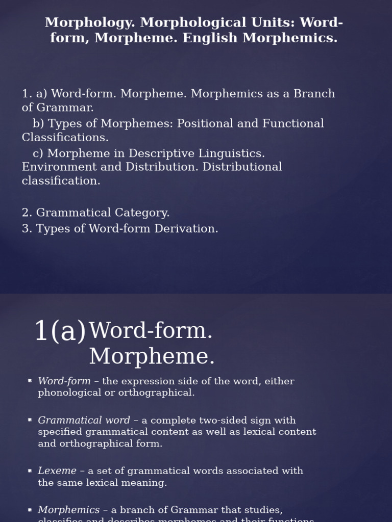 Morphological Types and Classifications | PDF | Morphology (Linguistics ...