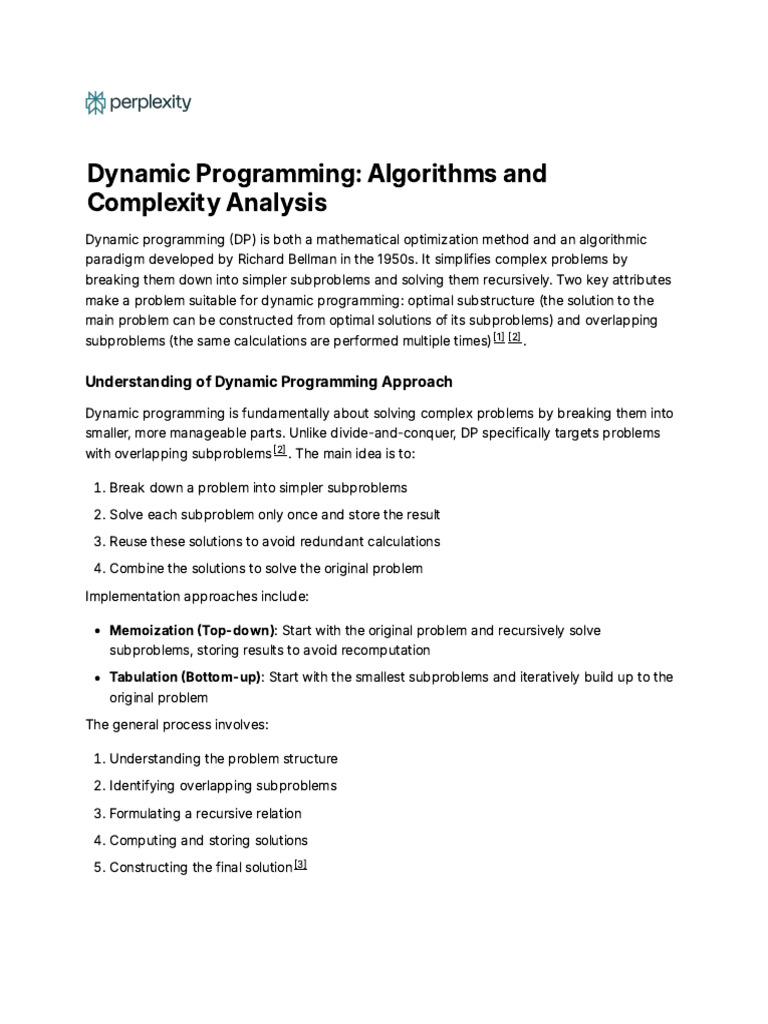 Ap Dynamic Programming Algorithms And Complexity Ana Pdf