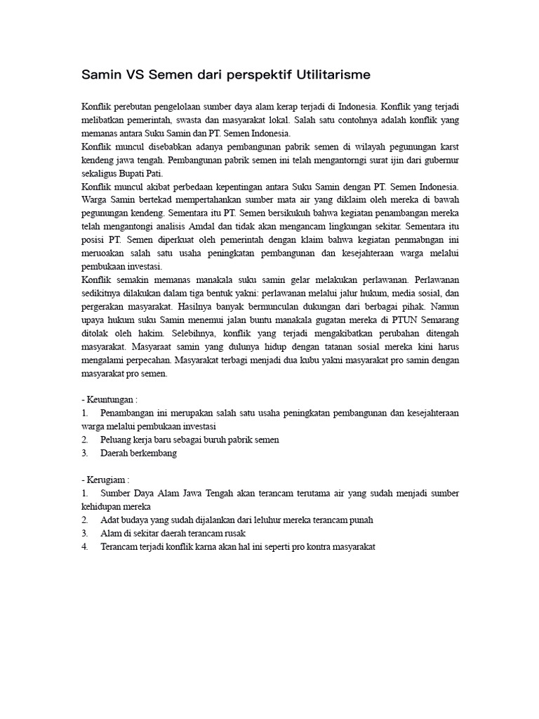 Samin VS Semen - Utilitarisme | PDF