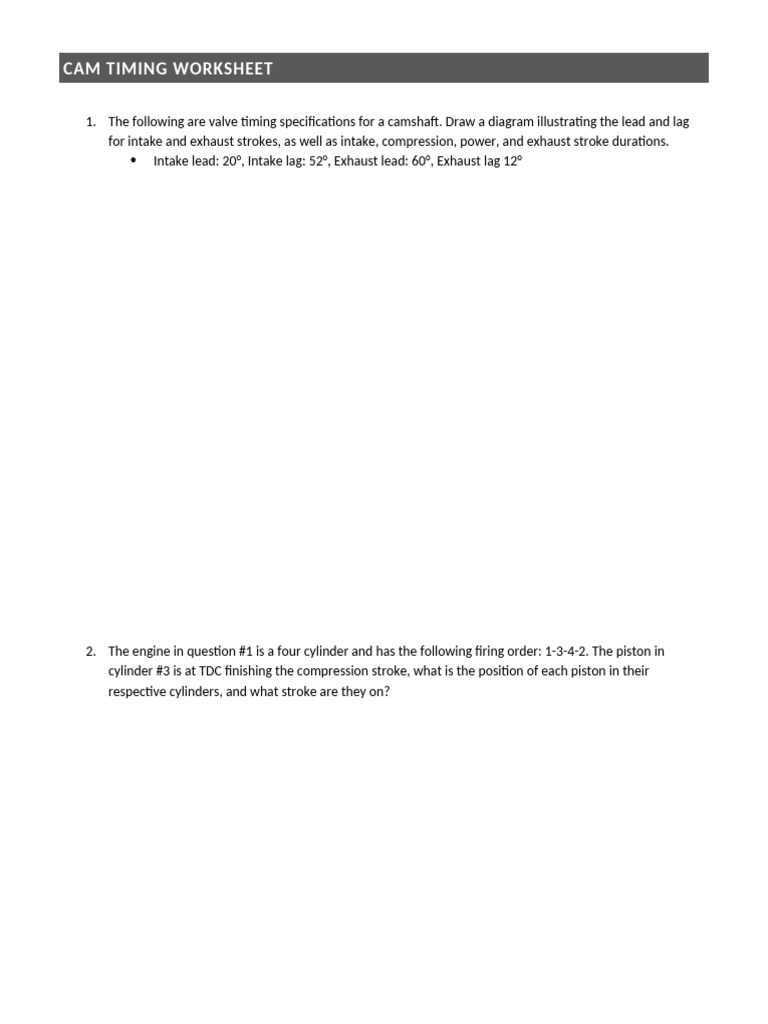 1.3 Cam Timing Worksheet | PDF