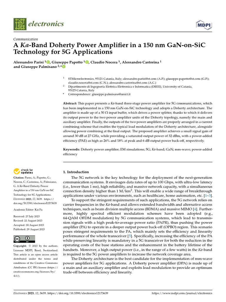 A - Ka-Band - Doherty - Power - Amplifier - in - A - 150 - NM - GaN (2023) | PDF | Amplifier ...