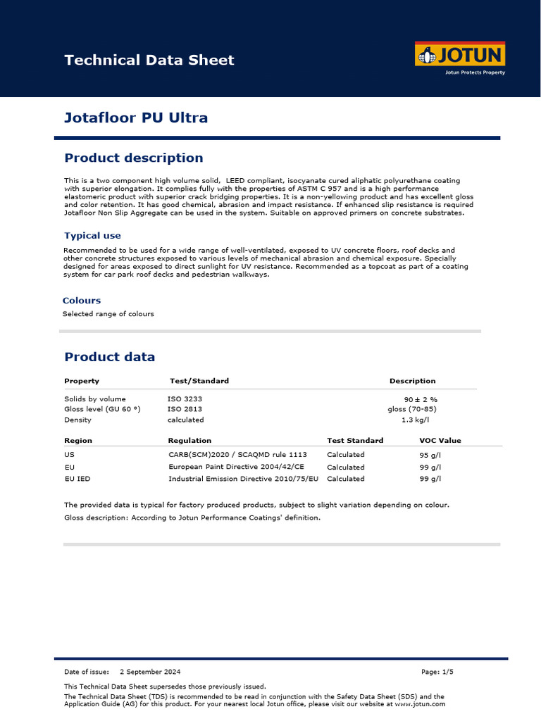 TDS 32764 Jotafloor PU Ultra Euk GB - 250322 - 093233 | PDF | Paint ...