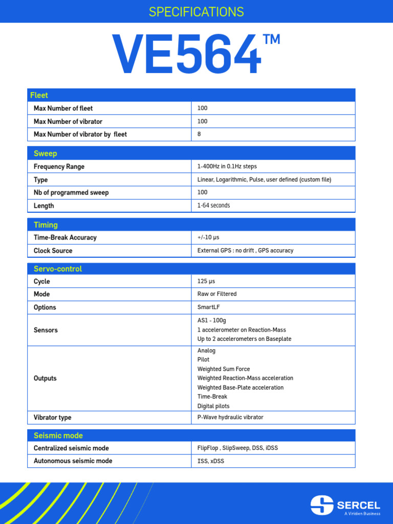 Ve564 Specifications Sercel | PDF | Electronics | Computer Engineering