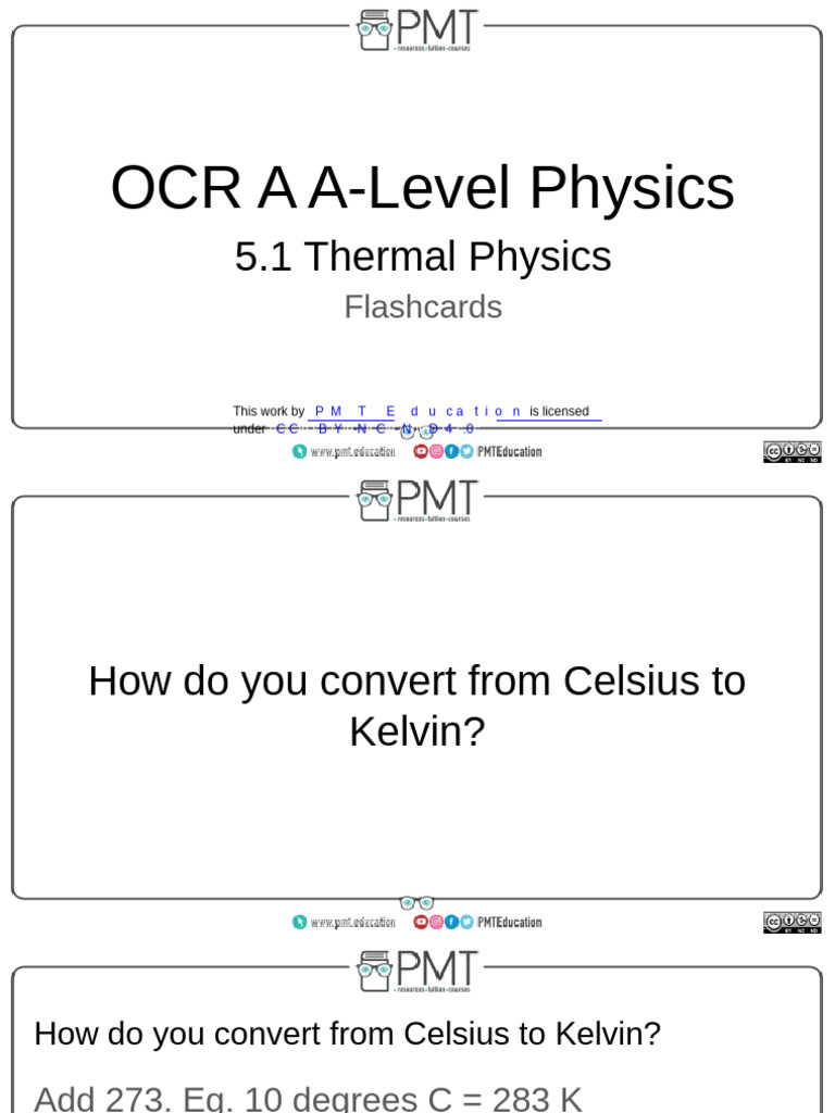 Flashcards - 5.1 Thermal Physics - OCR (A) Physics A-Level PDF | PDF ...