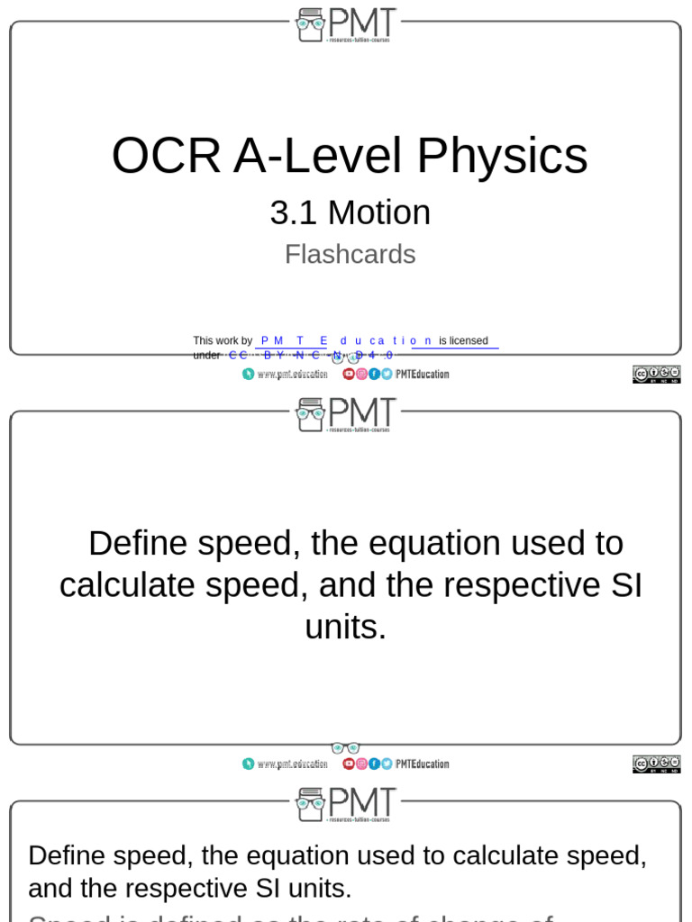 Flashcards - 3.1 Mechanics - OCR (A) Physics A-Level PDF | PDF ...